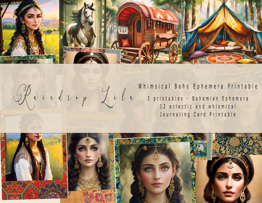 Whimsical Boho Ephemera Printable- 3 PC Bohemian Princess Journaling ...