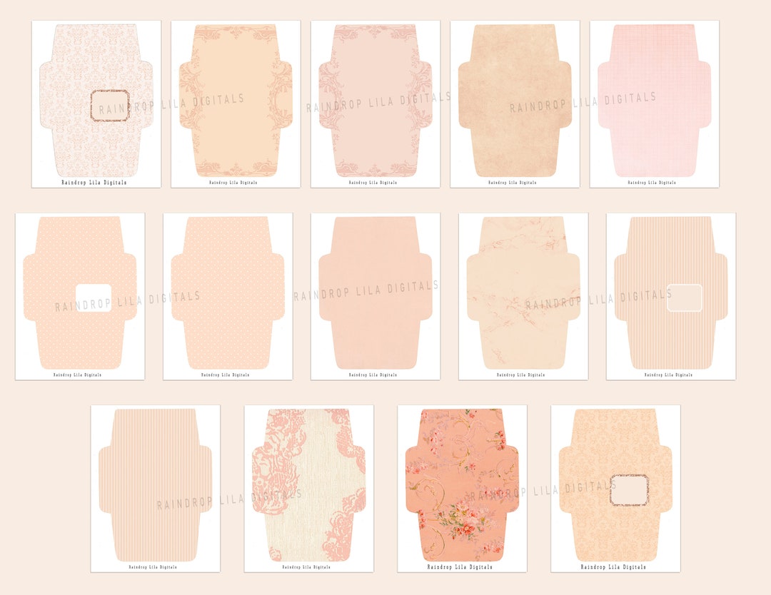 PEACHY PINK 14 Classic Envelopes - Digital Printable - Etsy