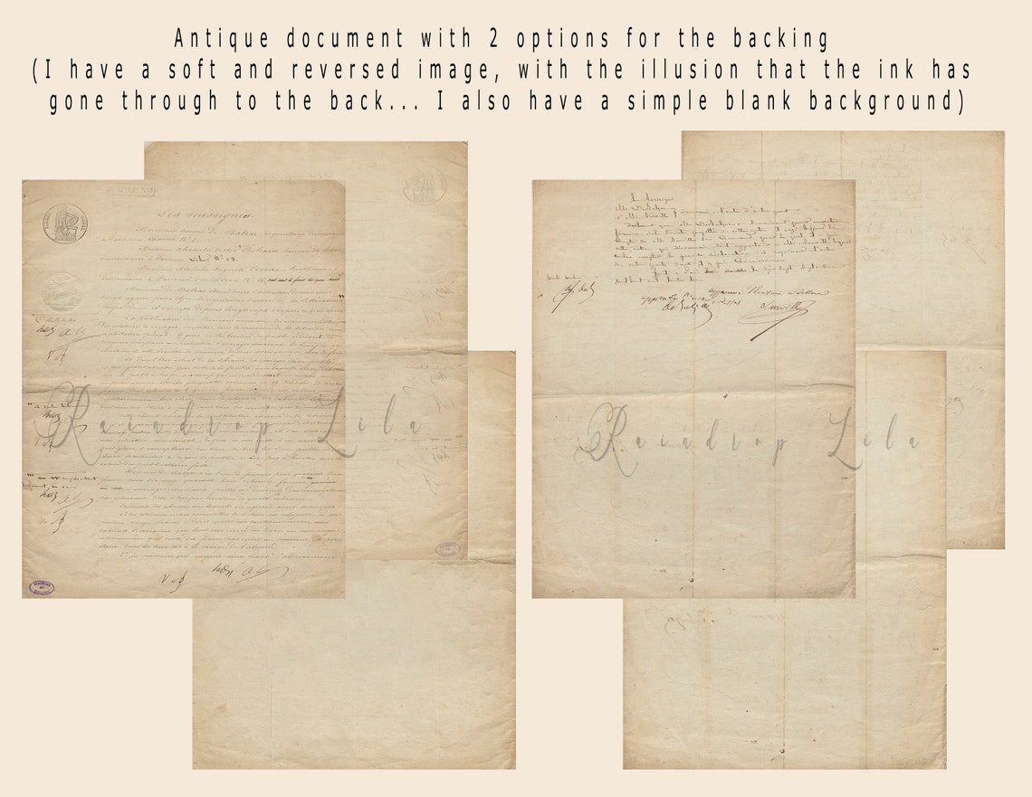 French and Antique Documents N121 Printable - Background Paper and ...