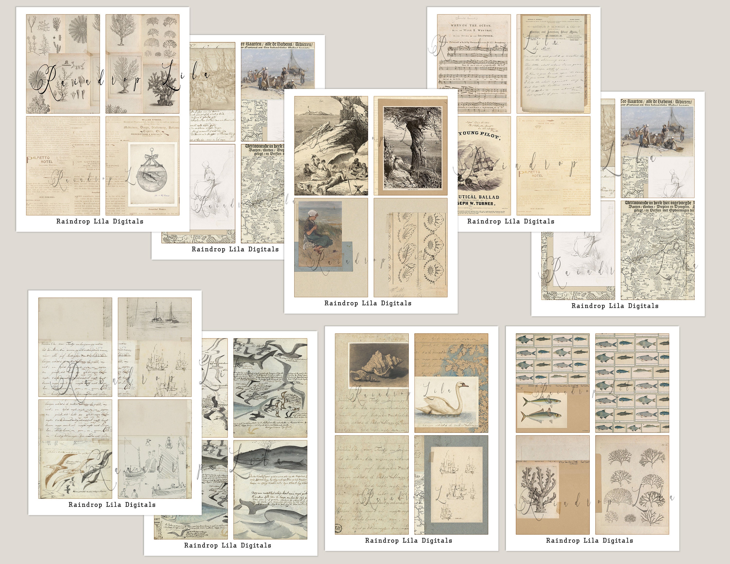 Seaside Nautical Ephemera 33 Pc Printable INSTANT DOWNLOAD - Etsy