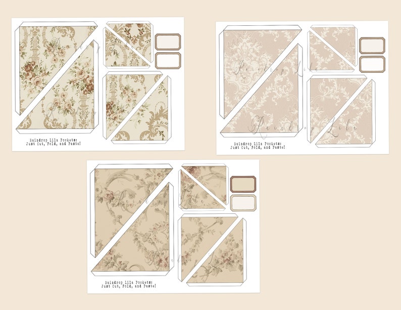 Pretty Neutral Tags, Journaling Cards, and Pockets - INSTANT DOWNLOAD ...