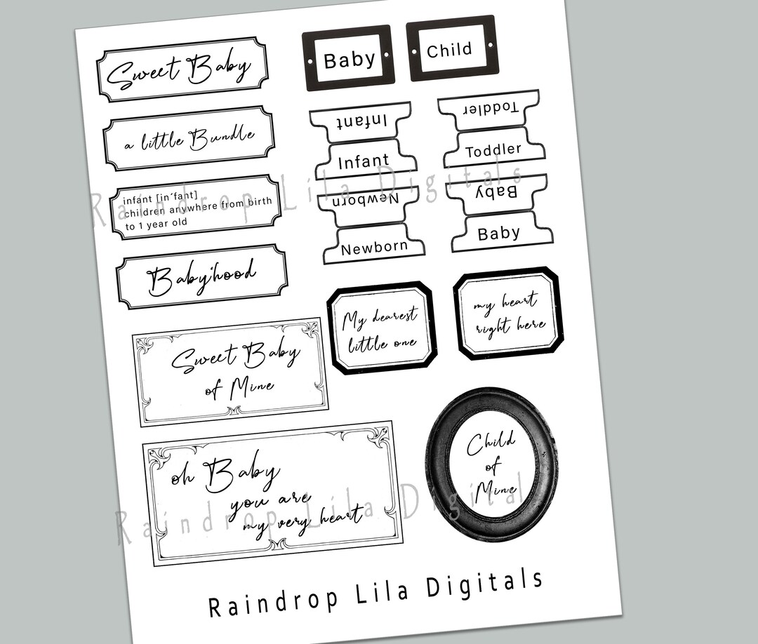 BW Baby Journal Title Label Printable - Etsy