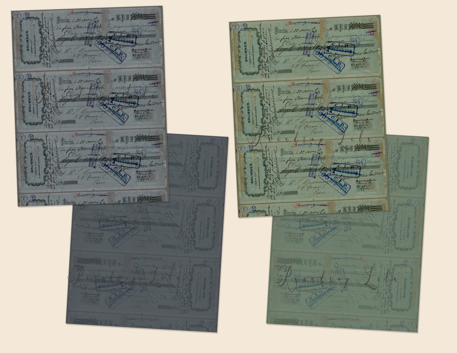 Vintage French Checks 19 Pc Colorful Antique Document - Etsy