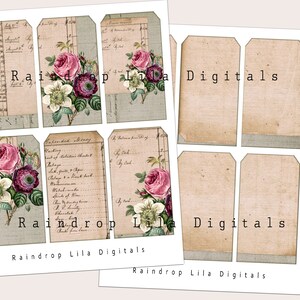 Pretty Vintage Florals- Printable Paper Kit- Envelopes, Notecards, Tags ...