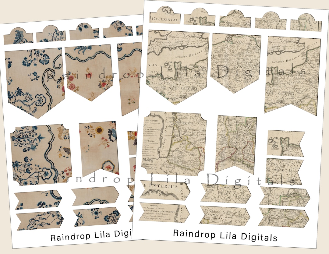 Vintage Map Labels & Tag Elements Printable - Etsy