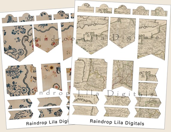 Vintage Map Labels & Tag Elements Printable | Etsy
