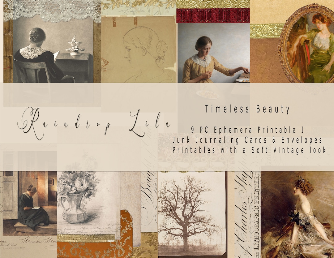 Timeless Beauty Ephemera I Junk Journaling Cards and Envelopes- Instant Download Printable ...