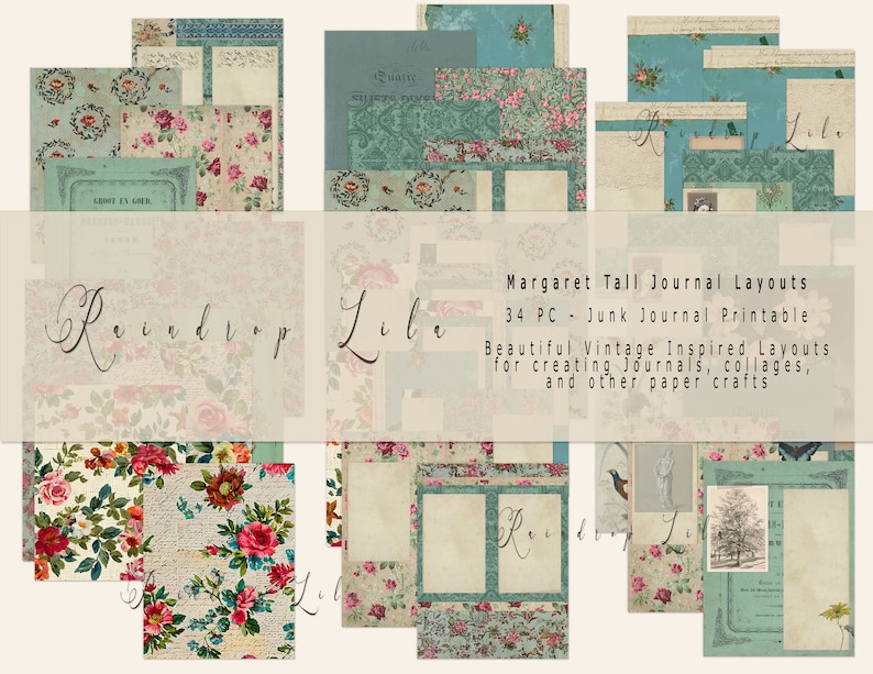 Margaret Tall Journal Layouts- INSTANT DOWNLOAD - Raindrop Lila Digital ...