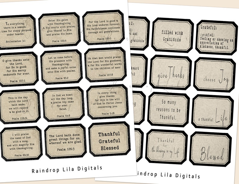 Thankful Labels Printable Kit - Gratitude Journal Sentiments and Bible ...