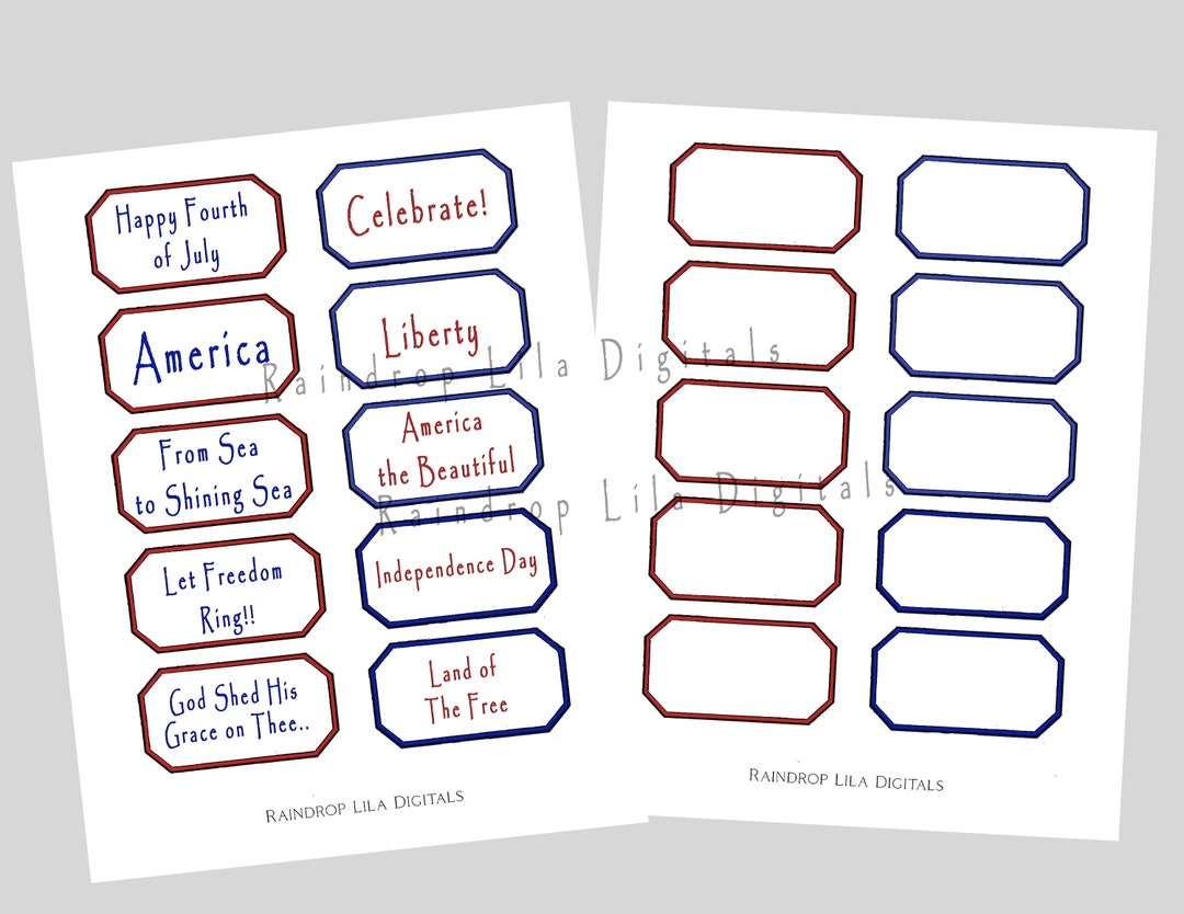 Freedom Collection Patriotic Printable Labels Kit for Junk Journaling ...