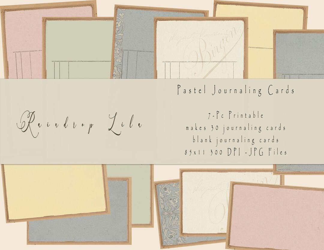 Pastel Journaling Card - Junk Journal PRINTABLE- Raindrop Lila Digital ...
