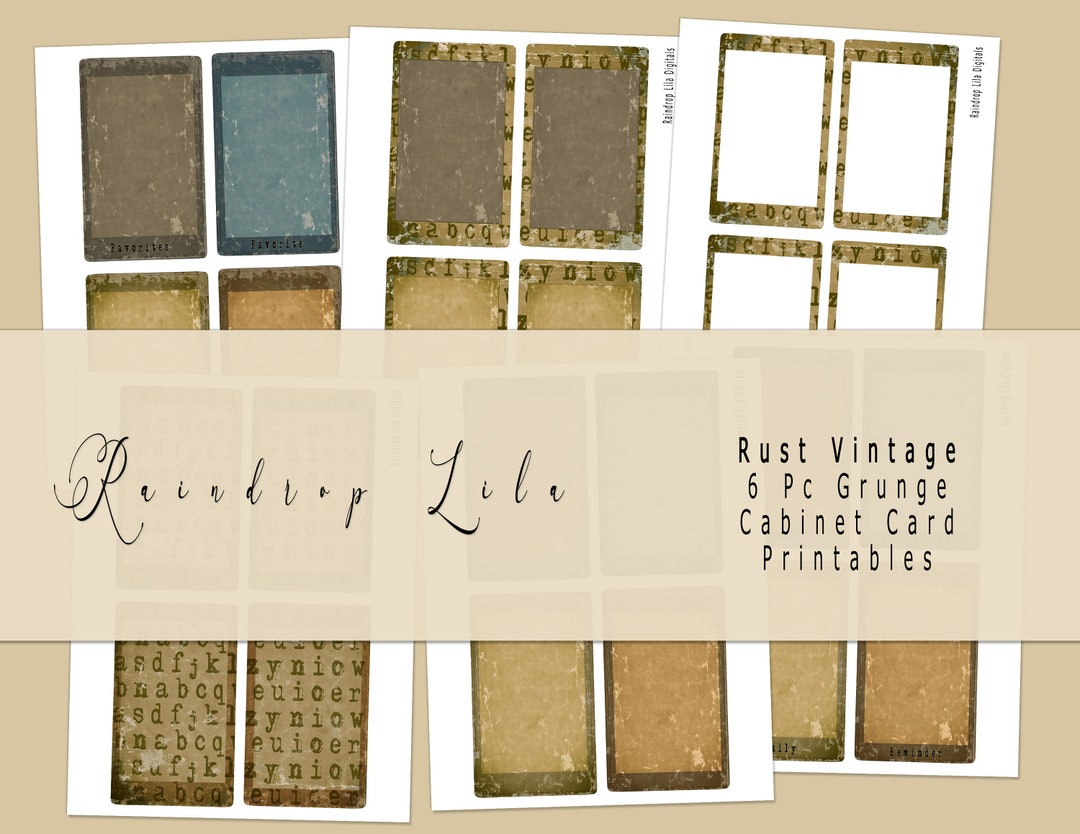 Rust Cabinet Cards - Vintage Printable Journaling Cards, Junk Journal ...