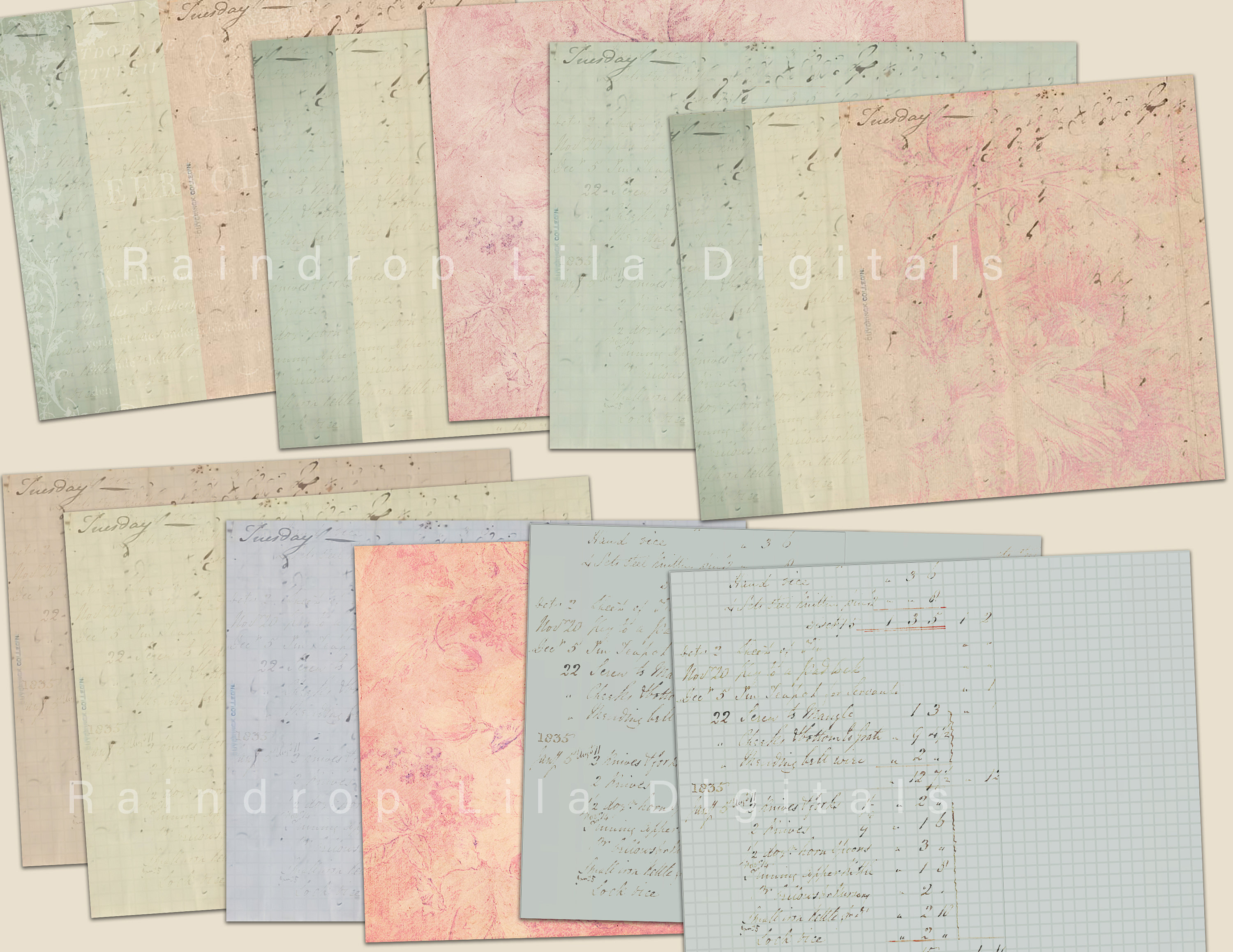 Spring Digital Paper - Etsy