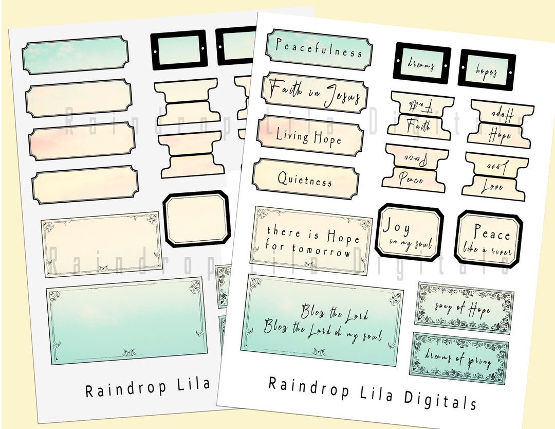 Sentiments of Hope Labels - Printable - Blank Labels- Digital - Titles ...