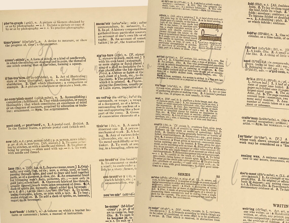 Dictionary Words Printable - 8 Page Junk Journal Digital Kit- Raindrop ...
