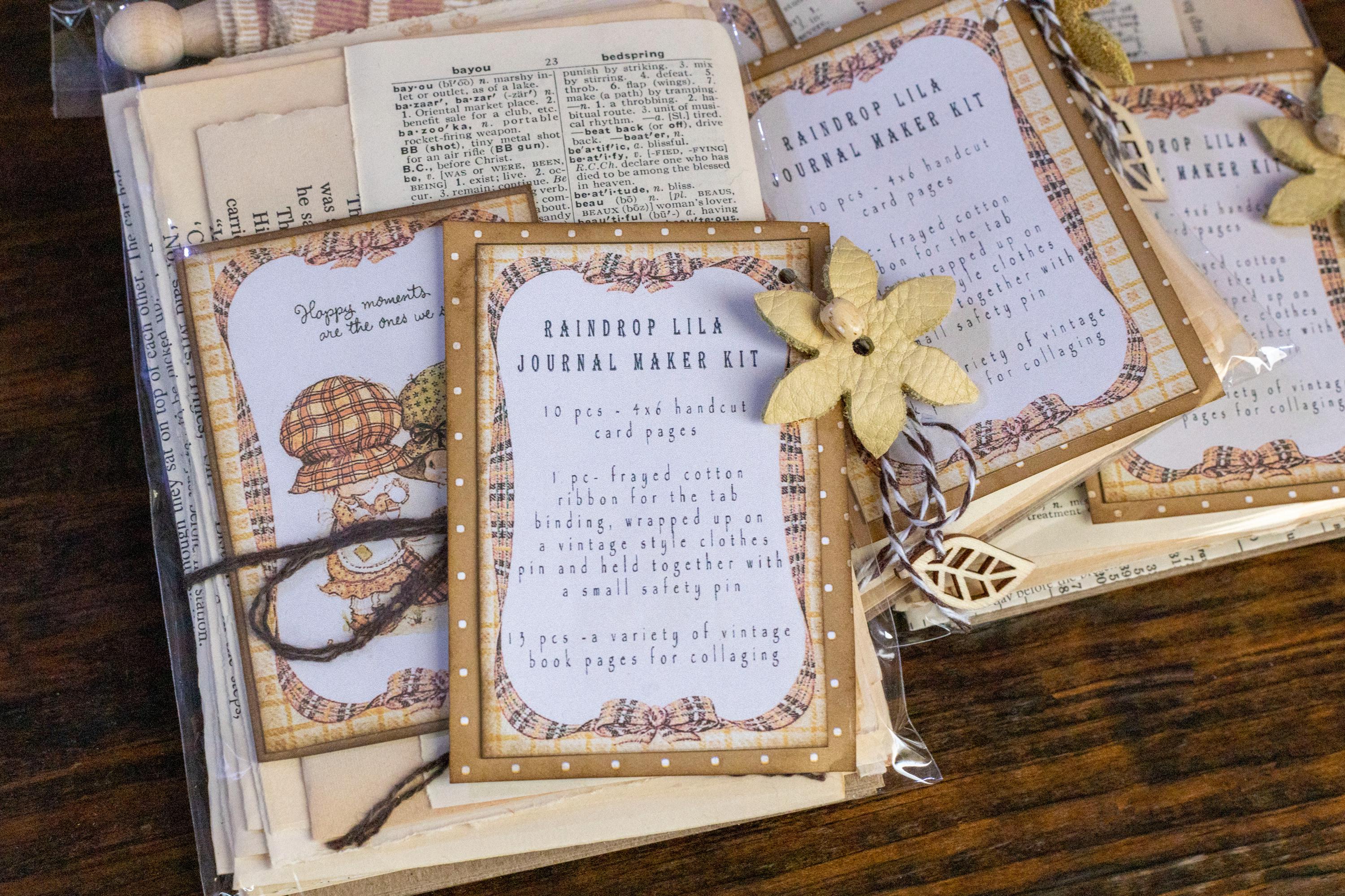 Tab Binding Junk Journal Maker Kit, Mini Journal DIY KIT, Raindrop Lila ...