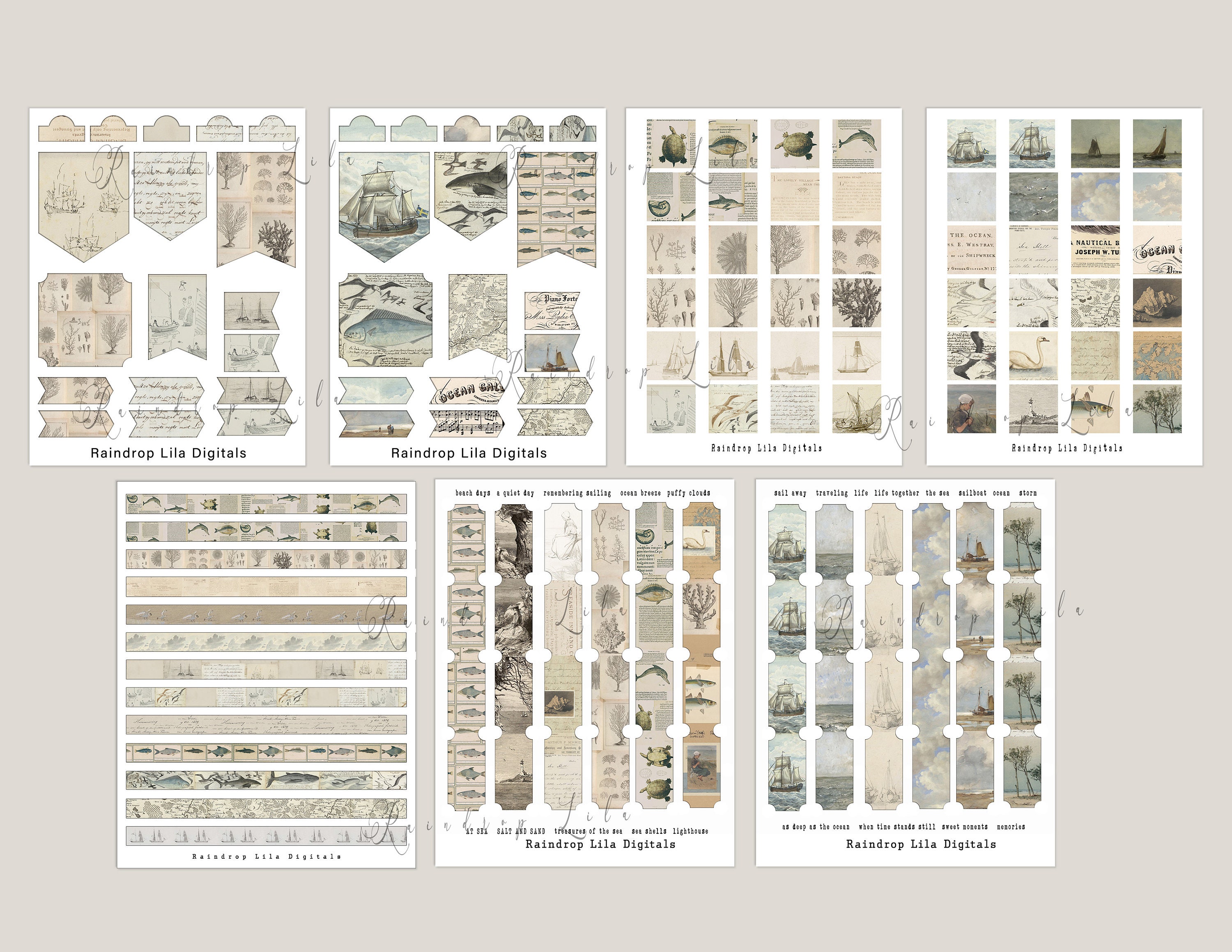 Seaside Nautical Ephemera 33 Pc Printable INSTANT DOWNLOAD - Etsy