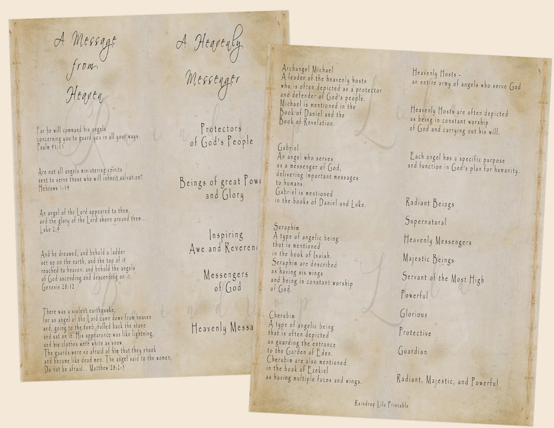 Angel Printable Tear Sheet- Journaling Titles, Verses, and Sentiments ...