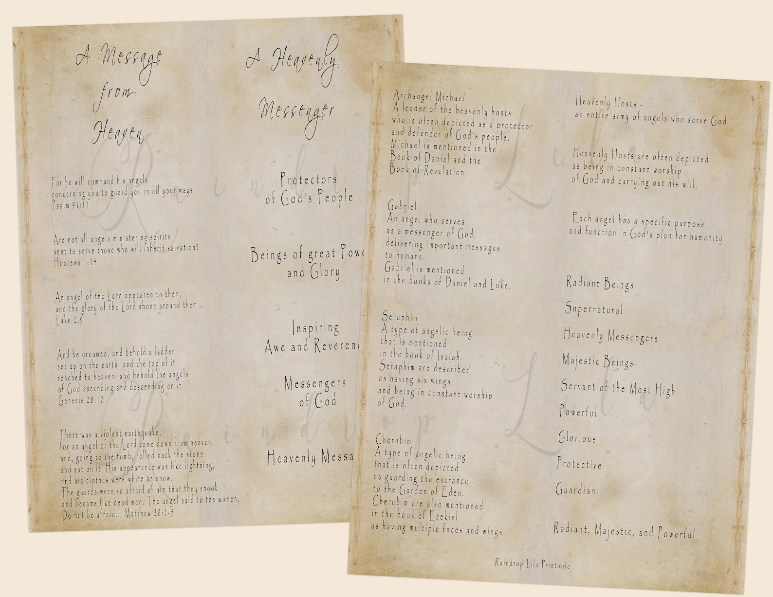 Angel Printable Tear Sheet- Journaling Titles, Verses, and Sentiments ...