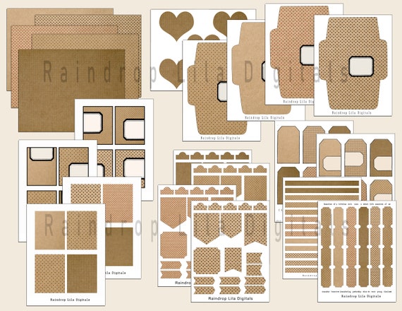 Kraft Digital Kit Printable Papers Envelopes Tags | Etsy