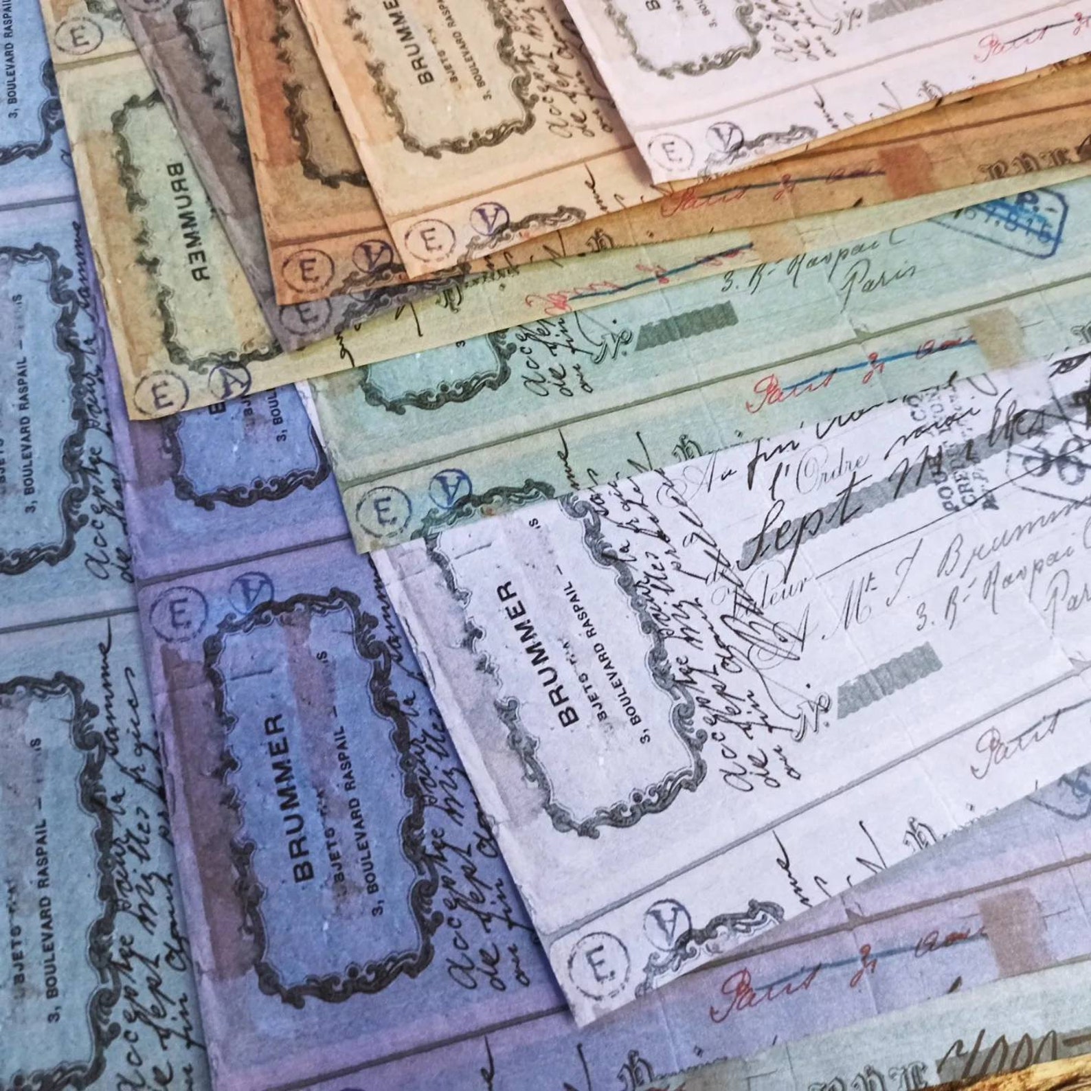 Vintage French Checks 19 Pc Colorful Antique Document - Etsy