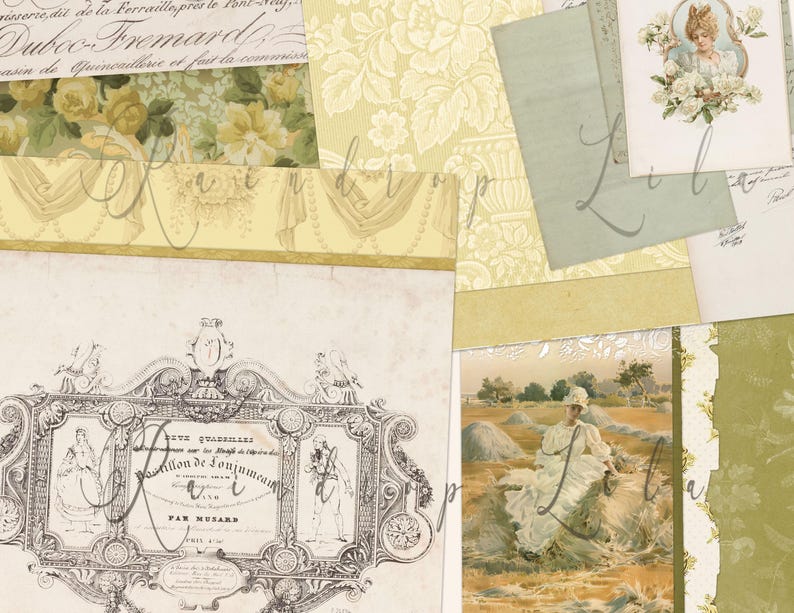 Yellow Roses Tall Layouts Printable, 15 Vintage Junk Journal Layouts ...