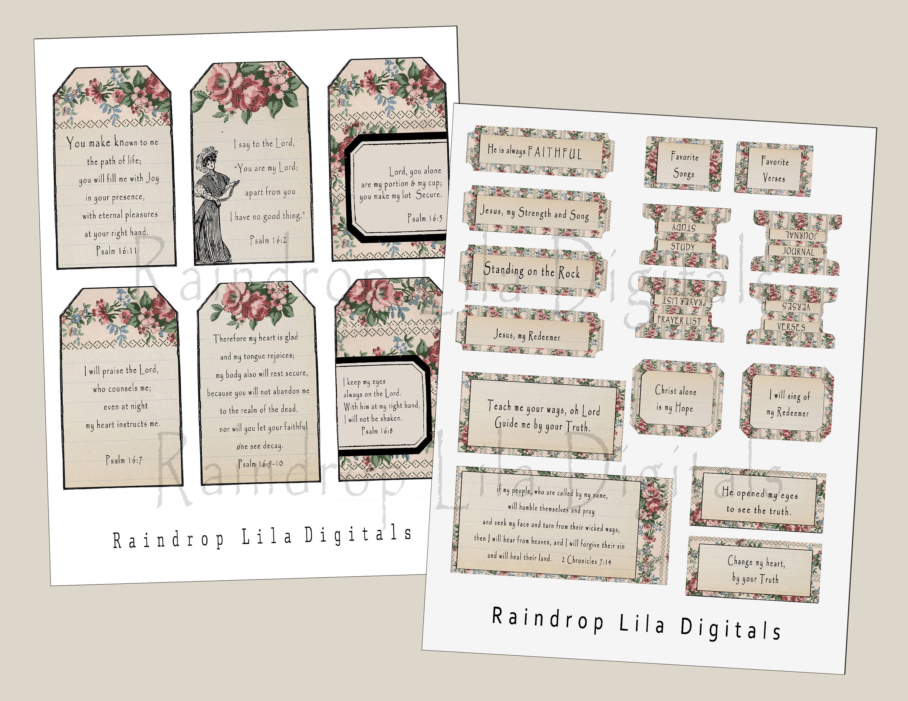 Scripture Verse Labels and Tags Printable Hannah Vintage - Etsy