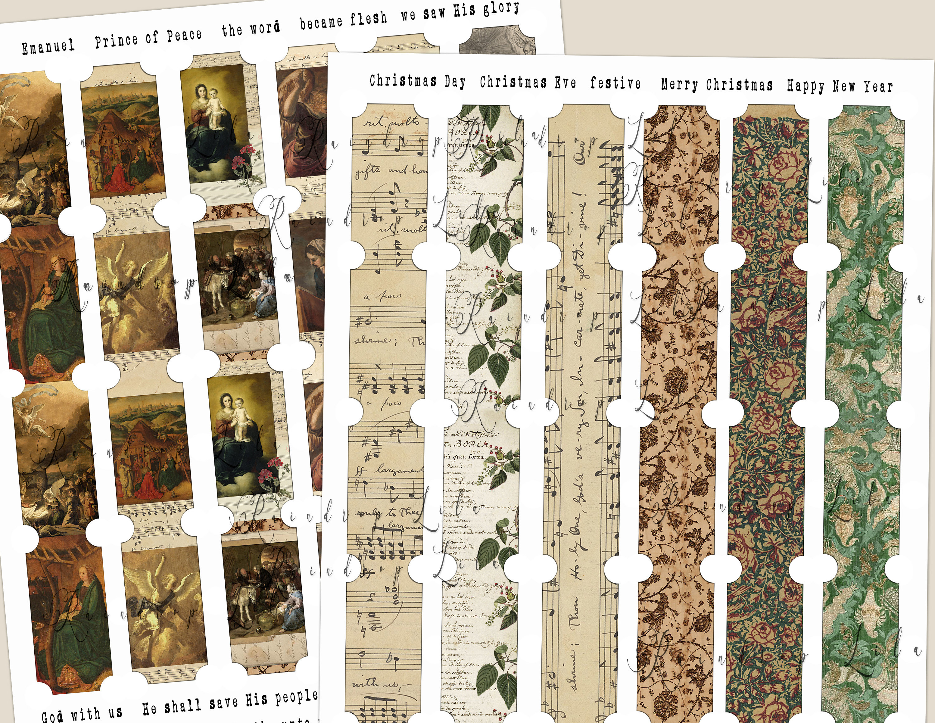 Printable Art Add On- 4 Pc-printable- Tickets, Faux Washi, Collage ...