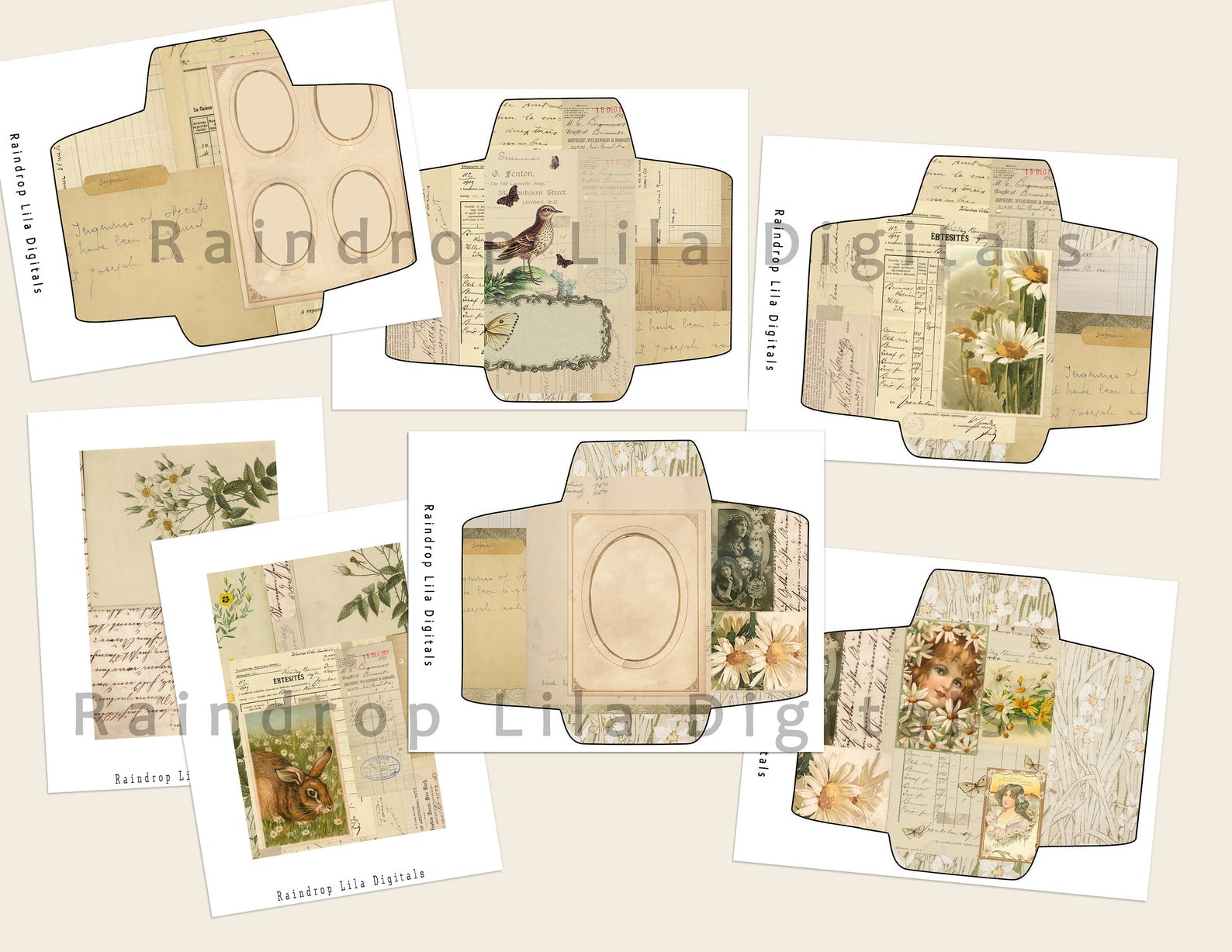 Daisy Ephemera ADD ON Collection - SPRING - Digital Printable for Junk ...