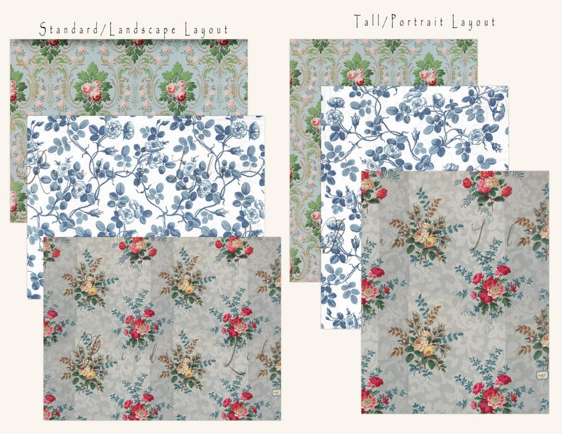 PRINTED Paper, Pretty Blue Backgrounds, Tall and Standard, 8.5x11, 17 ...