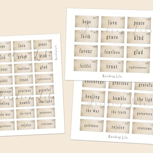 Faith -MINI- Flash Card Label Printable - Vintage Style - Raindrop Lila ...