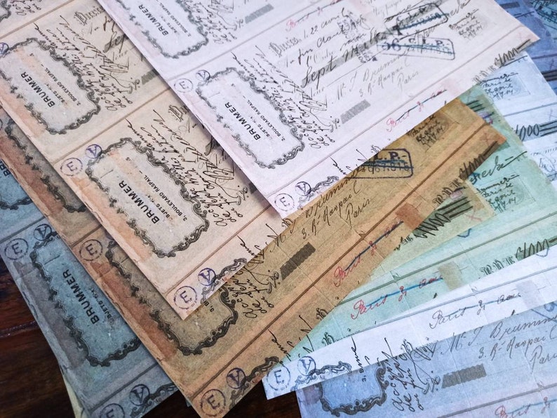 Vintage French Checks 19 Pc Colorful Antique Document - Etsy