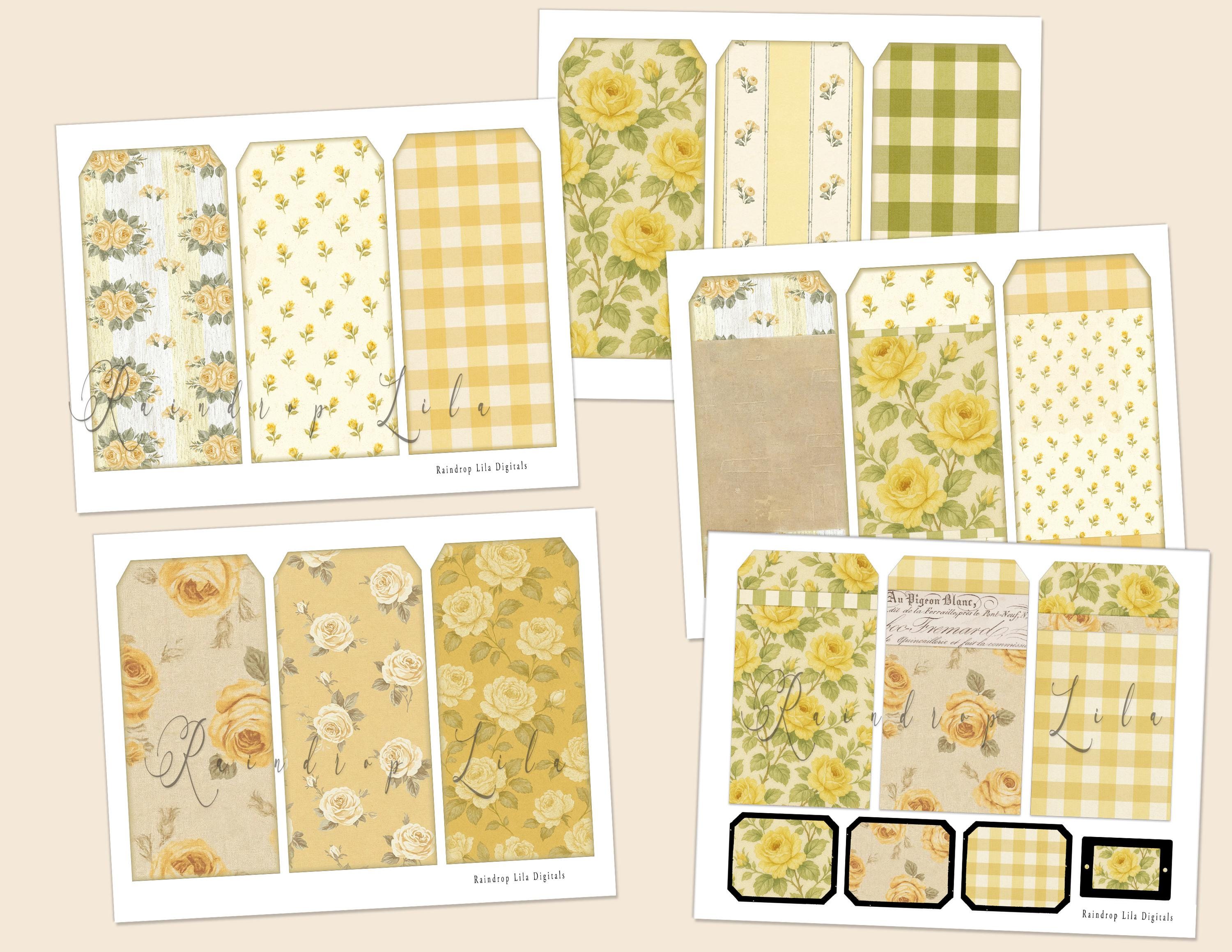 Yellow Roses, Cottage Core Tags, Printable, Standard Junk Journal Kit ...