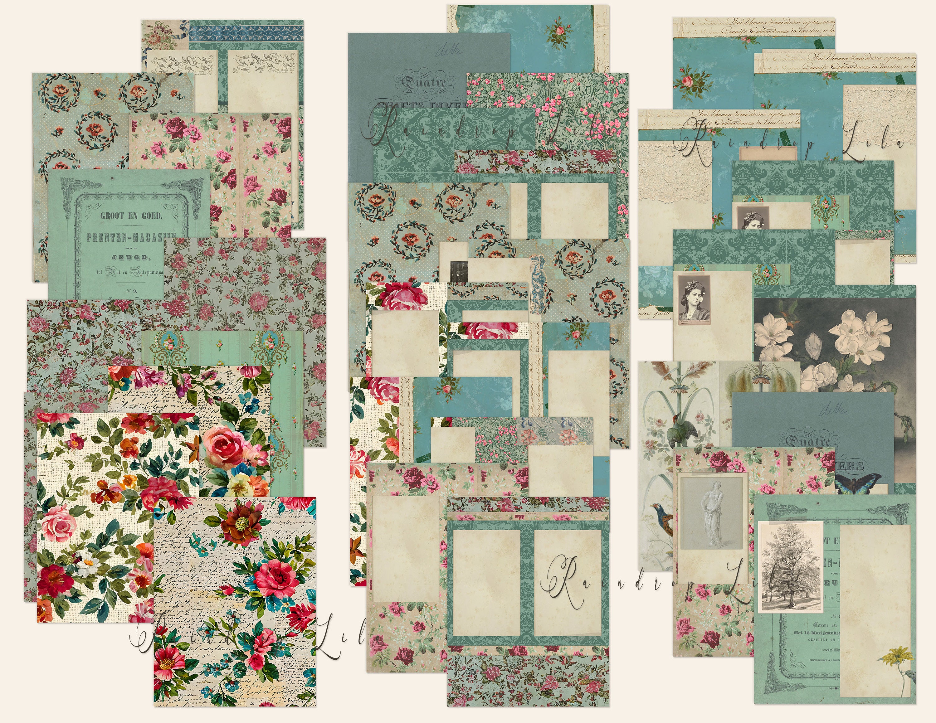 Margaret Tall Journal Layouts- INSTANT DOWNLOAD - Raindrop Lila Digital ...