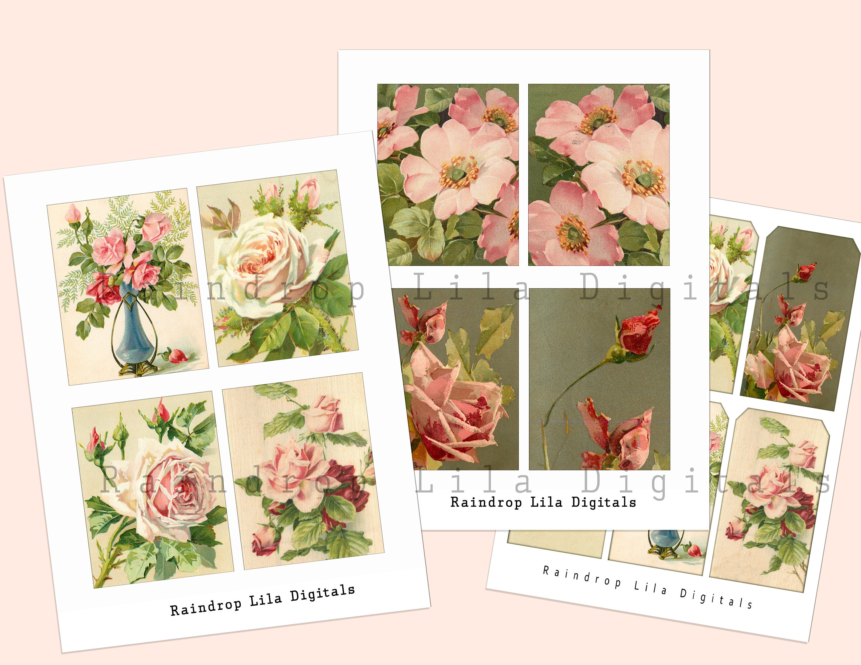 Floral Vintage Ephemera Printable, Journaling Cards & Tags, Vintage ...