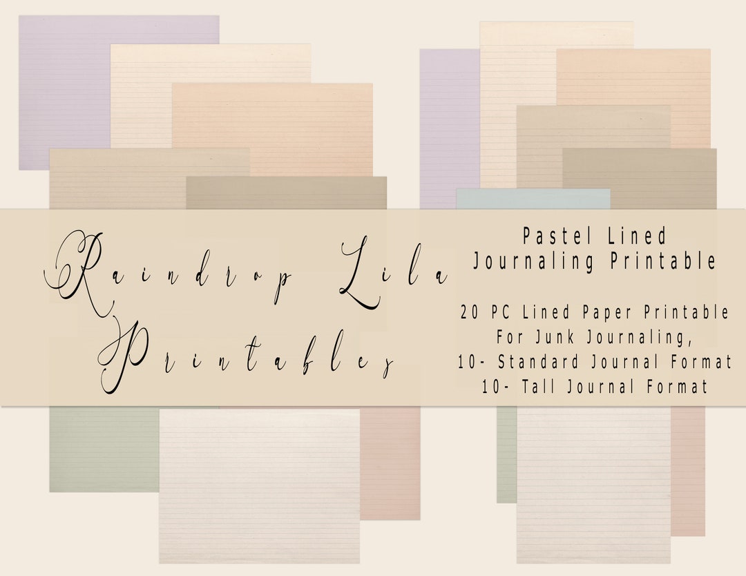 20 Lined Journal Page Printable Tall & Standard Journaling Layouts ...