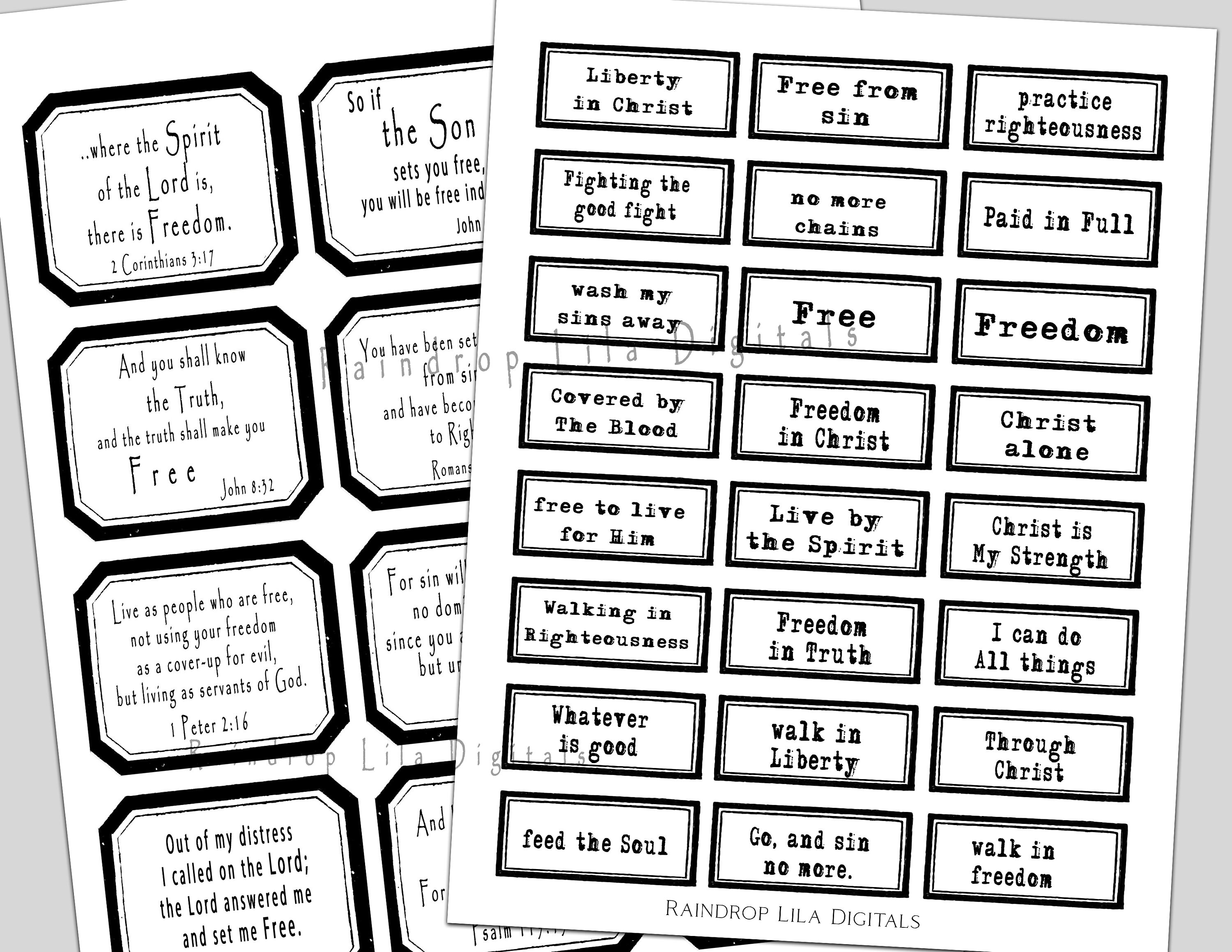 BW Freedom Verses and Faith Title labels Bible study journal | Etsy