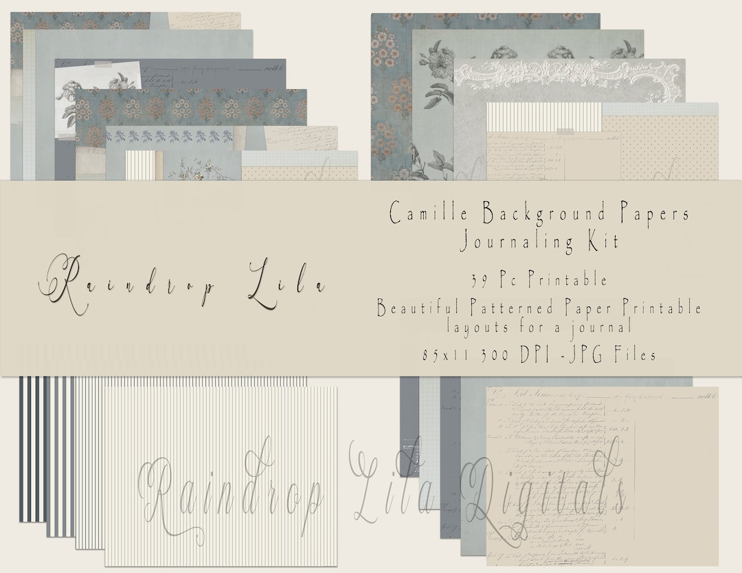 Camille Background Paper Printable - Digital Papers for Junk Journaling ...