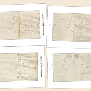 Romantic Script Antique Documents & Letters Printable - DIY GREETING ...