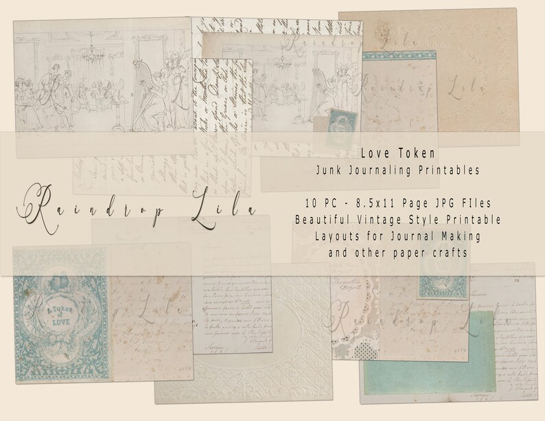 Junk Journal Printable love Token Vintage Papers and - Etsy