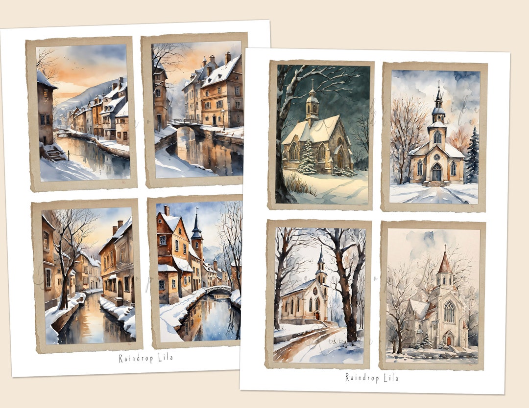 Old World Winter Printable -journaling Card Printable- Snowy Christmas ...