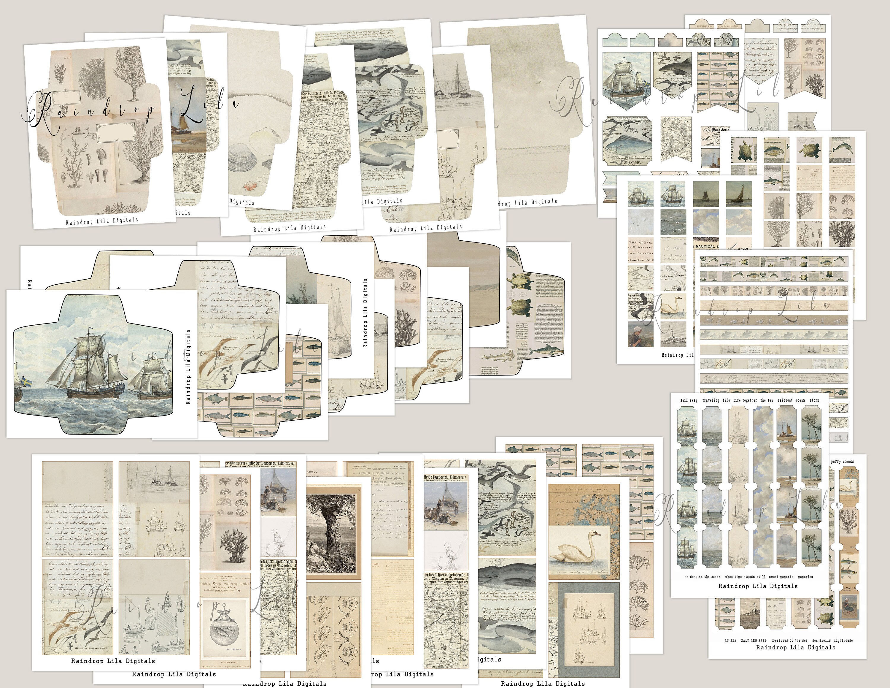 Seaside Nautical Ephemera 33 Pc Printable INSTANT DOWNLOAD - Etsy