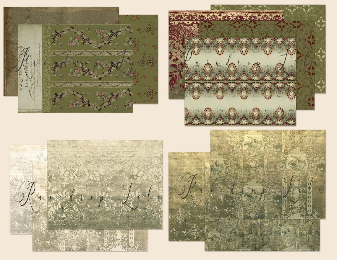 Vintage Christmas Elegance Printable Patterned Christmas - Etsy