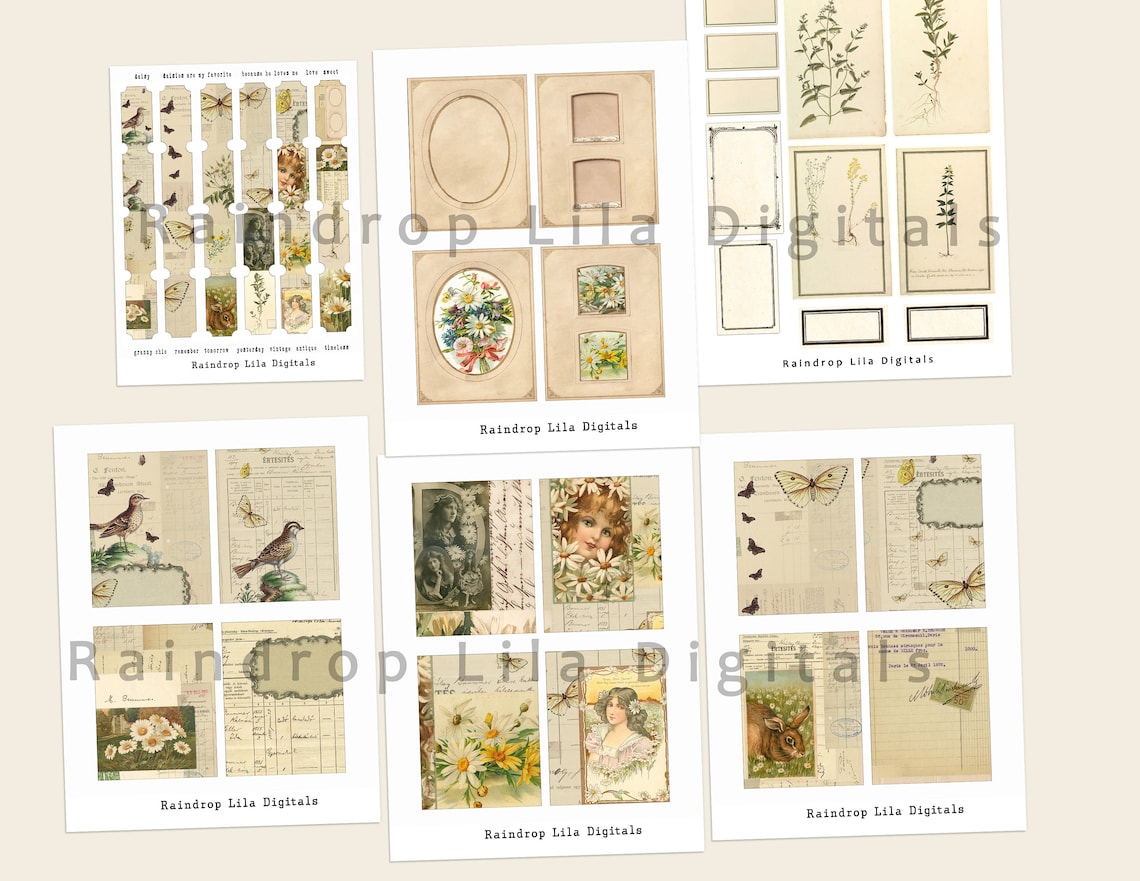 Daisy Ephemera ADD ON Collection - SPRING - Digital Printable for Junk ...