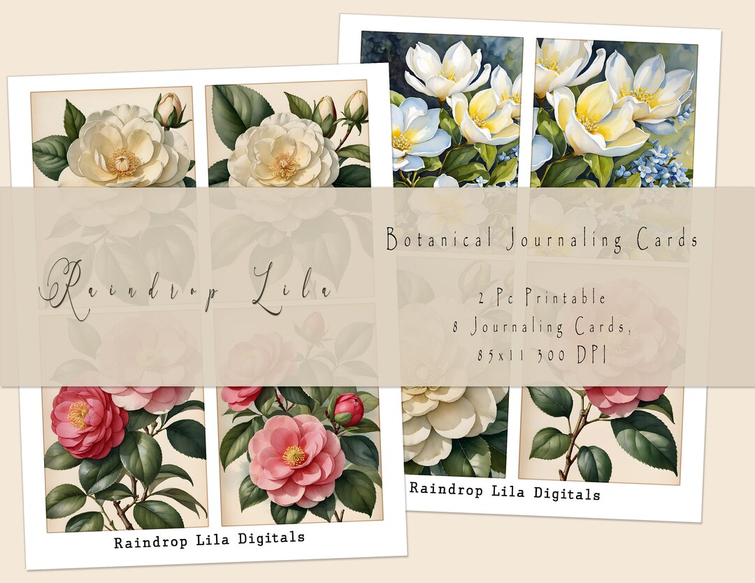 Botanical Journaling Cards - Pretty Spring Florals - Instant Download ...