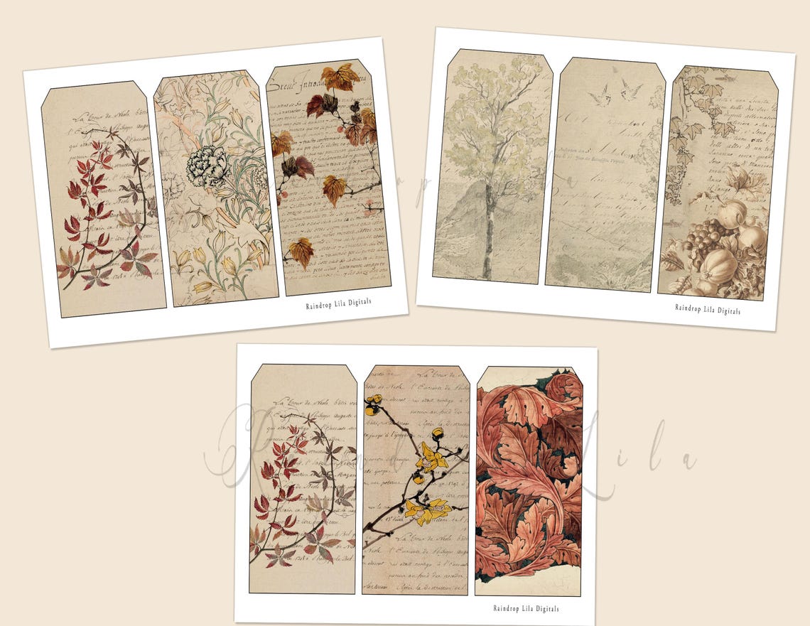 Foliage & Script Printable, Beautiful Nature Background Pages and Tags ...