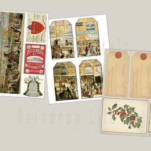 Vintage Christmas Digital Kit, Printable Paper, Tags, Ephemera - Etsy