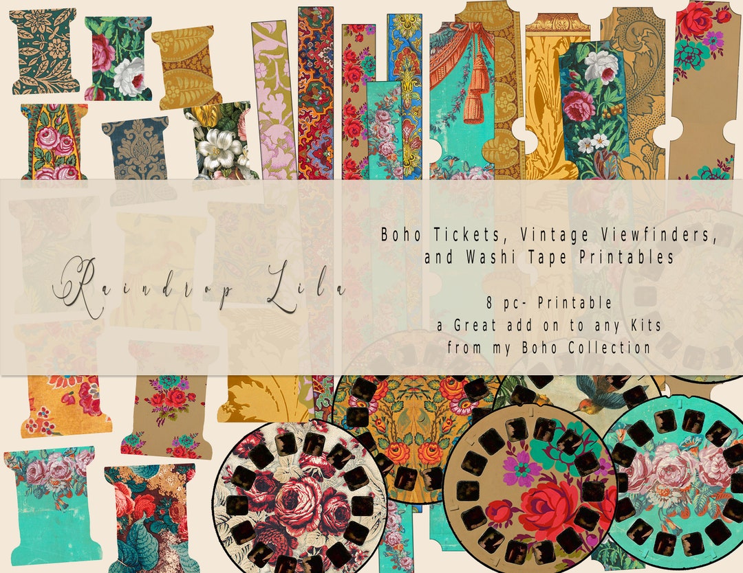 Boho ADD ON Tickets Washi Spools Vintage Viewfinders- PC Bohemian Junk ...