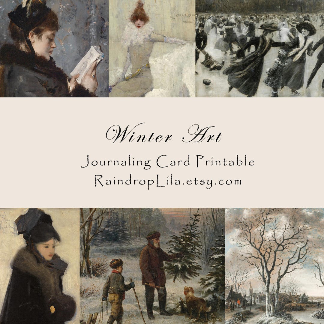 Winter Art Printable, Journaling Cards, Scrapbook, Raindrop Lila Junk ...