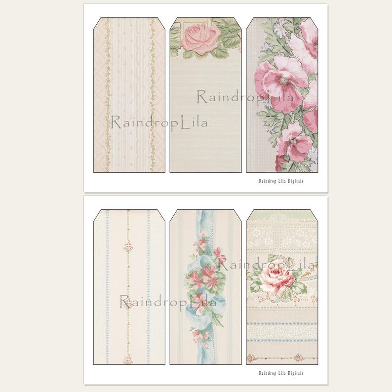 Floral Pastel Tags S26 Printable | Junk Journal Ephemera Kit | Vintage ...